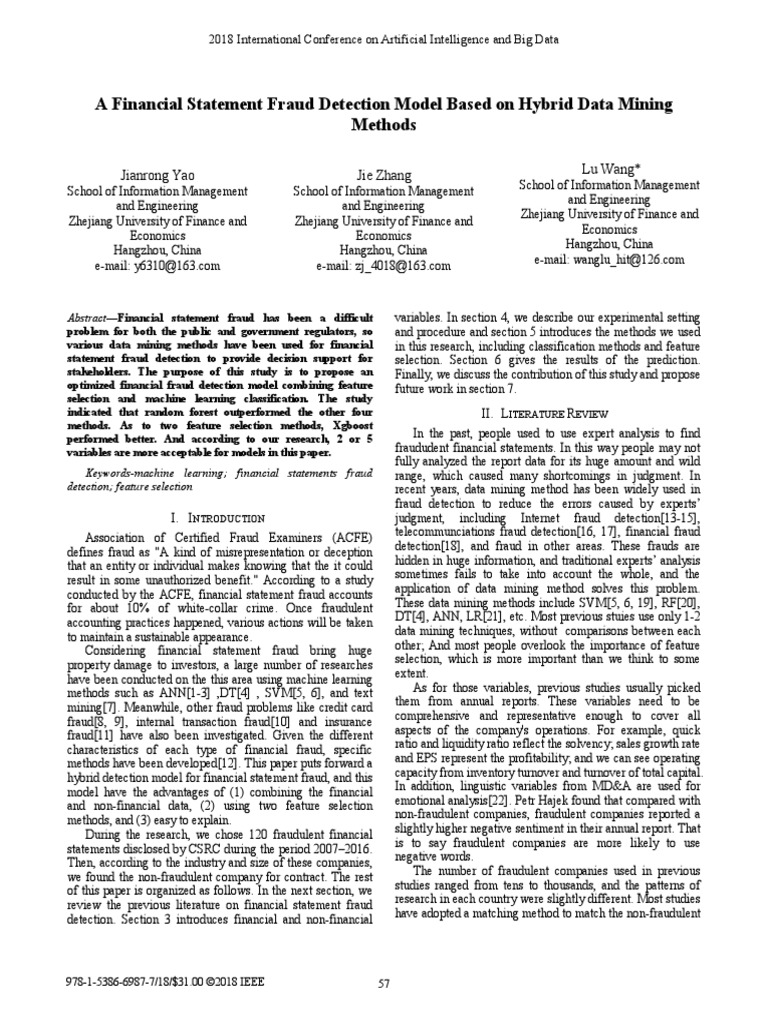 A Financial Statement Fraud Detection Model Based On Hybrid Data Mining Methods | PDF | Support ...