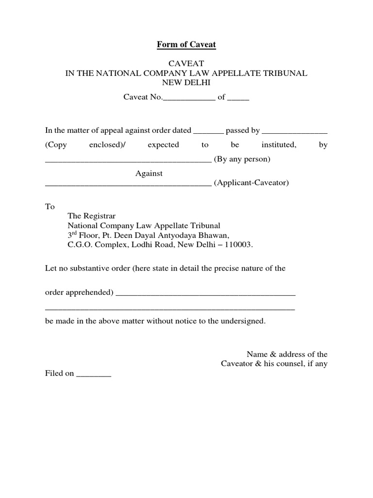 Caveat Form 08.02.2018 | PDF
