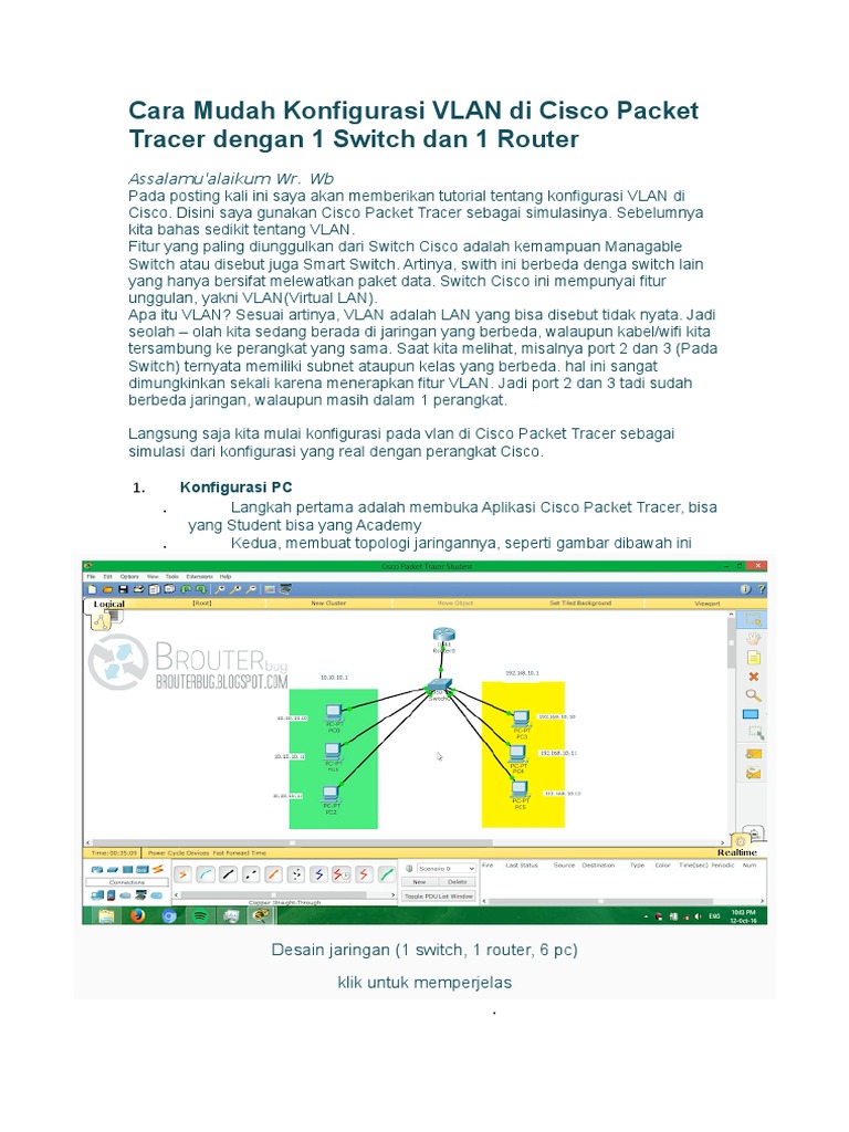 Cara Mudah Konfigurasi VLAN Di Cisco Packet Tracer | PDF