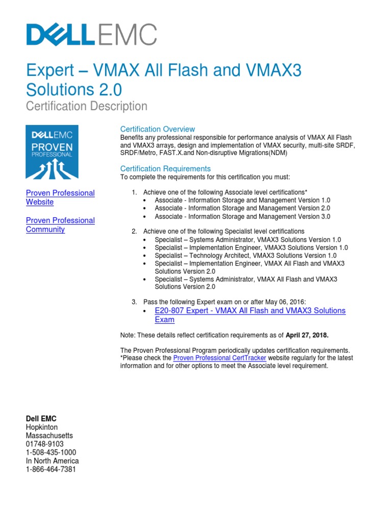 Expert - VMAX All Flash and VMAX3 Solutions 2.0: Certification ...