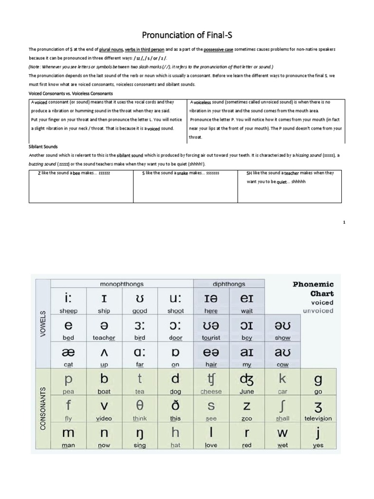 Pronunciation of Final S and ED | PDF | Consonant | Linguistics