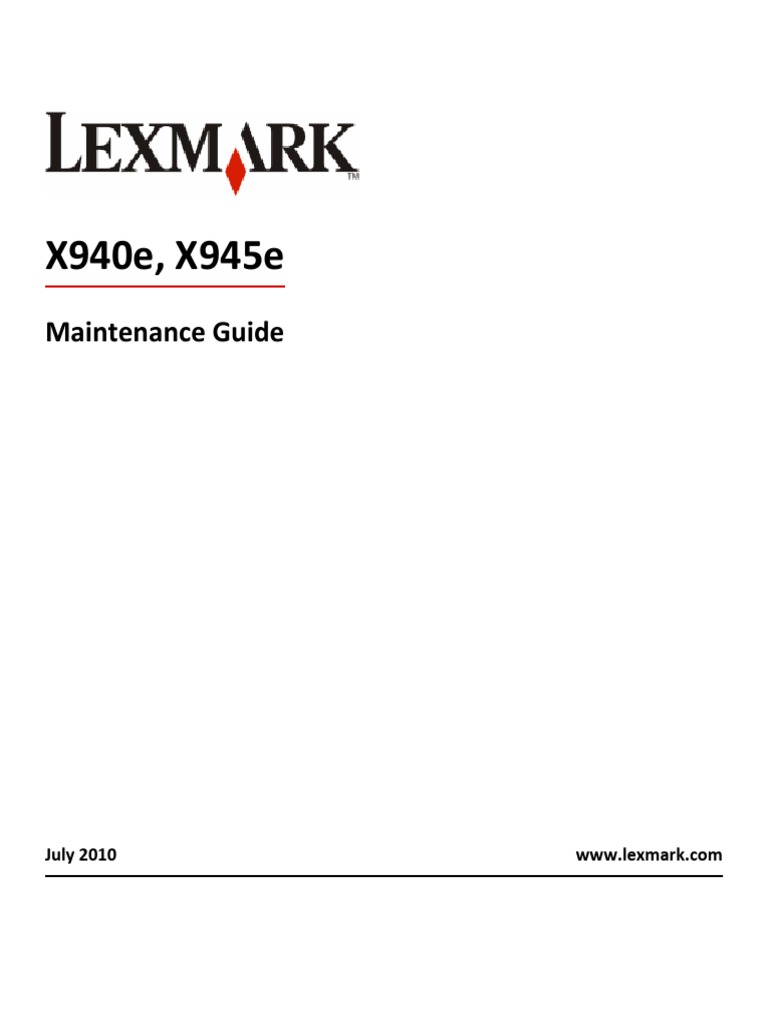 X940e, X945e: Maintenance Guide | PDF | Printer (Computing) | Menu