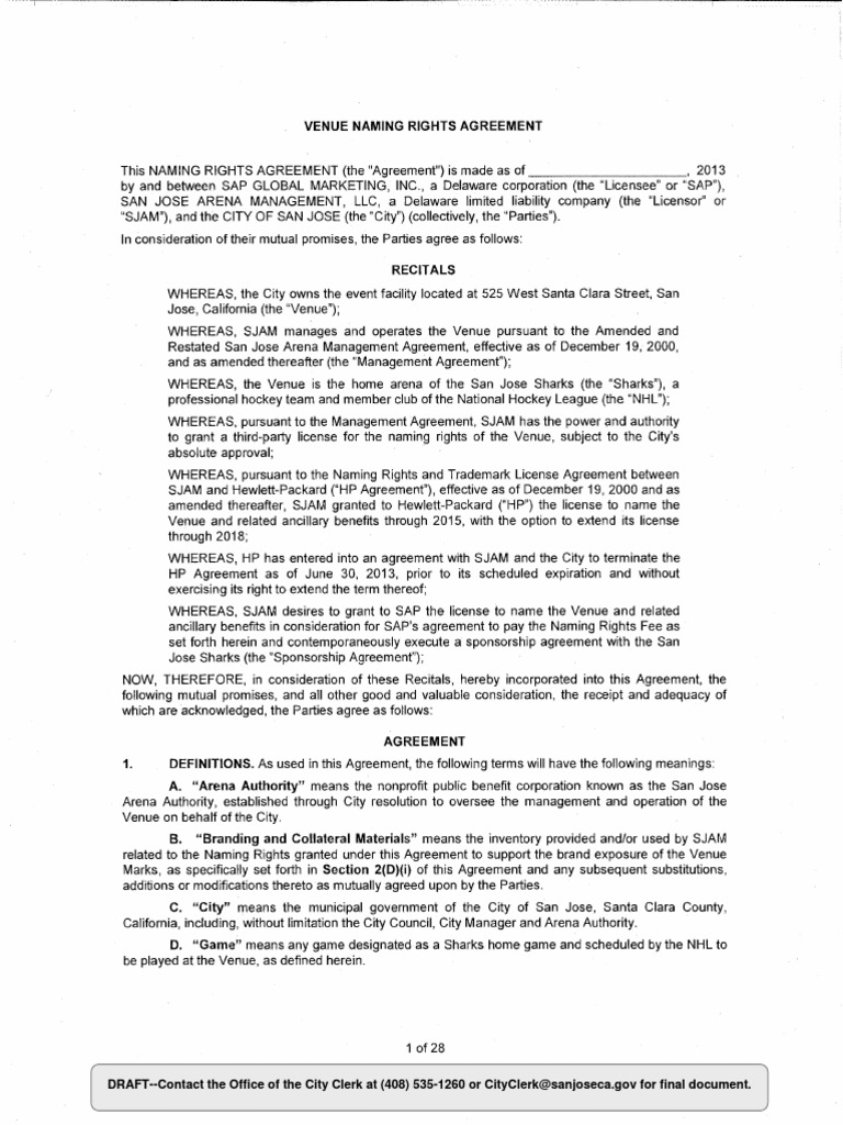 Naming Rights | PDF | License | National Hockey League