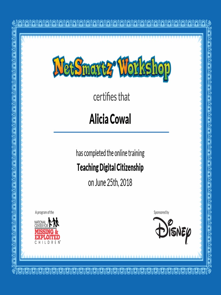 Netsmartz Certificate | PDF