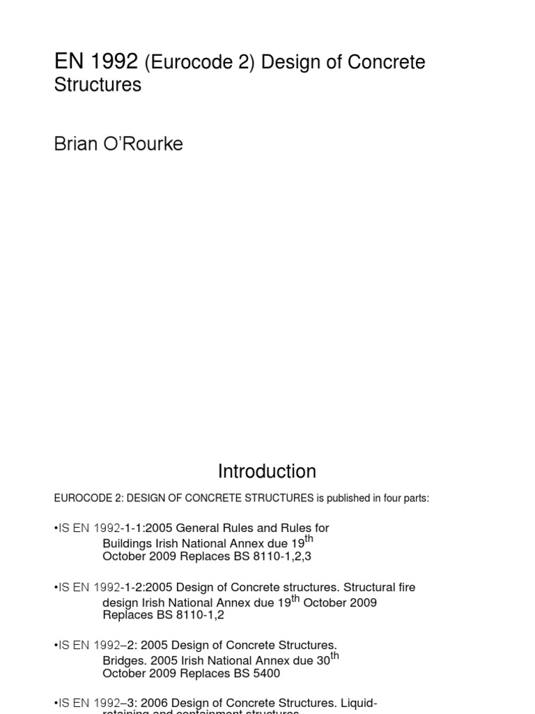 (Eurocode 2) Design of Concrete Structures: Brian O'Rourke | PDF ...