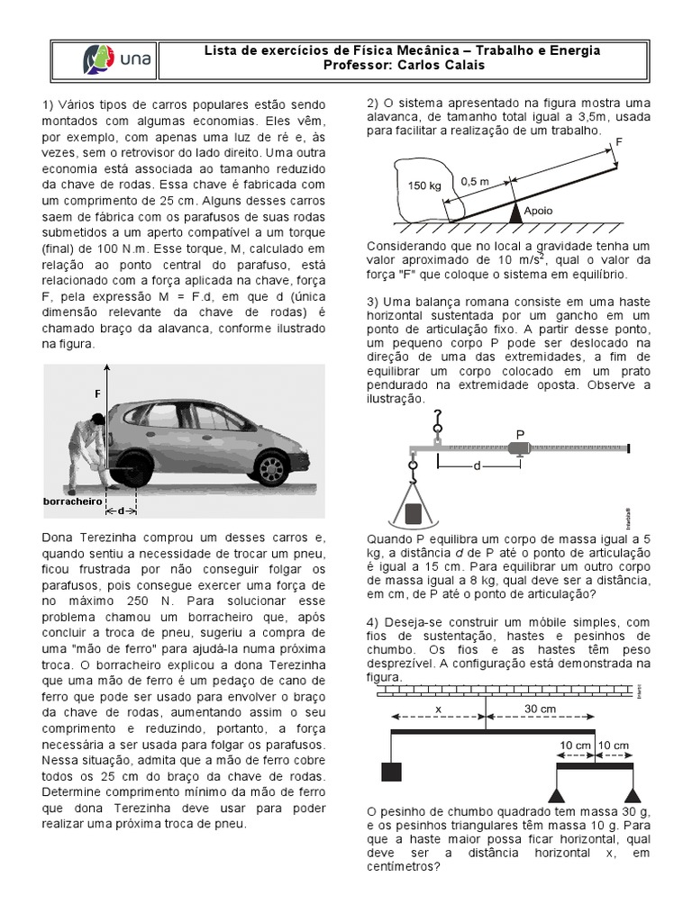 Lista de Exercícios Torque | PDF | Torque | Massa