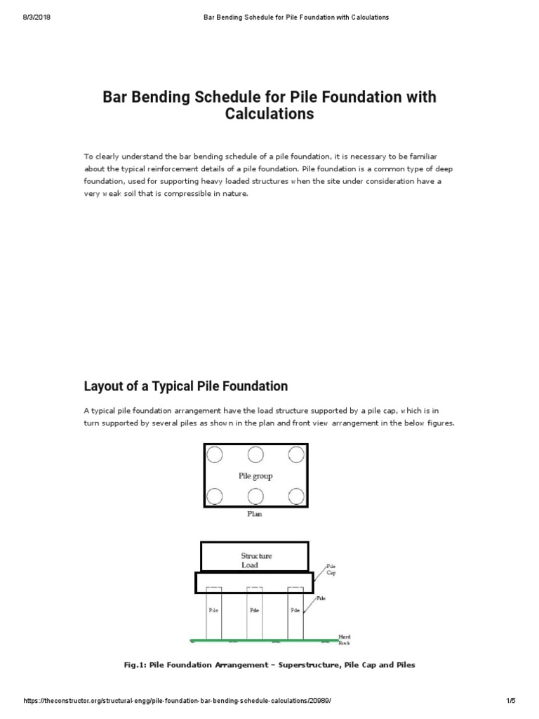 Pile Foundation Bar Bending Schedule Guide | PDF | Deep Foundation ...