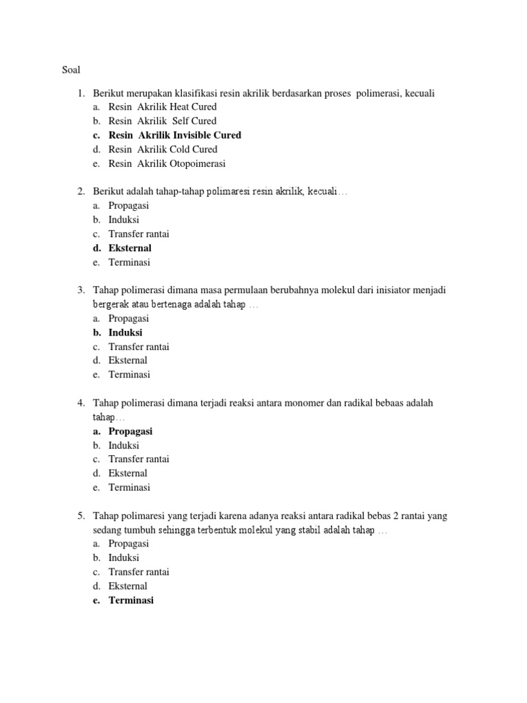 Soal MCQ Blok 6 RESIN AKRILIK | PDF