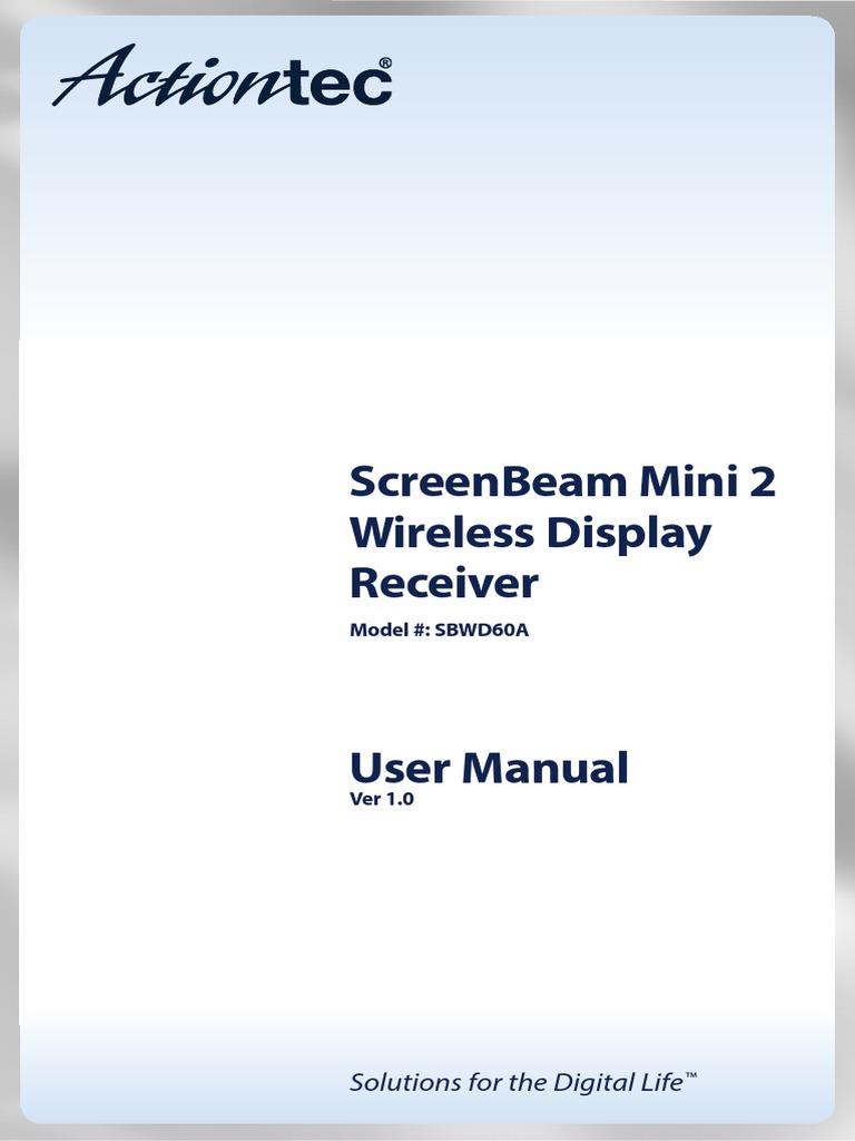 ScreenBeam Mini 2 User Manual v1 | PDF | Hdmi | Windows 8.1