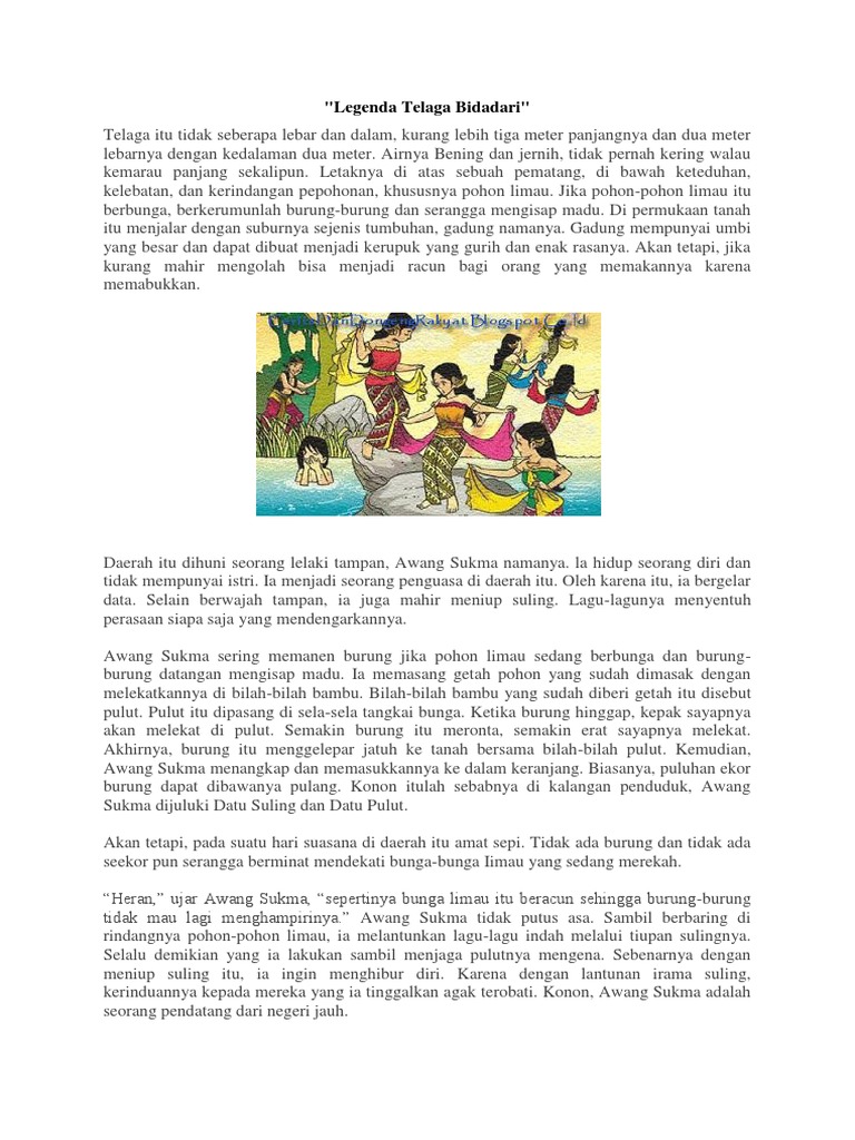 Dongeng Legenda Telaga Bidadari | PDF