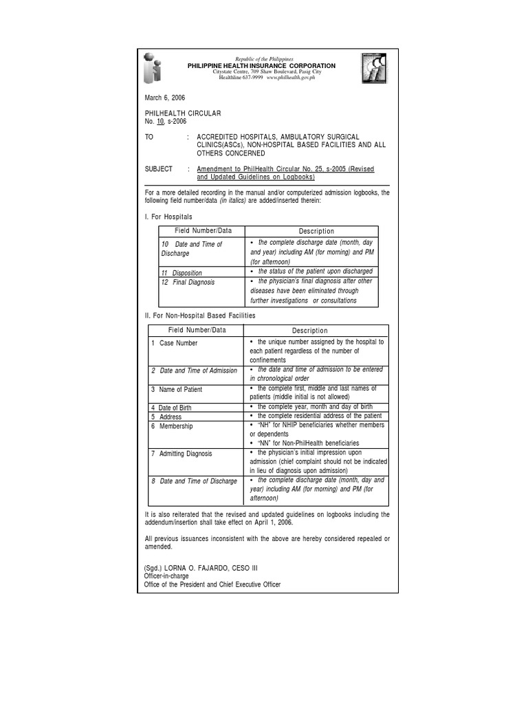 Updated Logbook Guidelines for Hospitals | PDF | Patient | Medicine