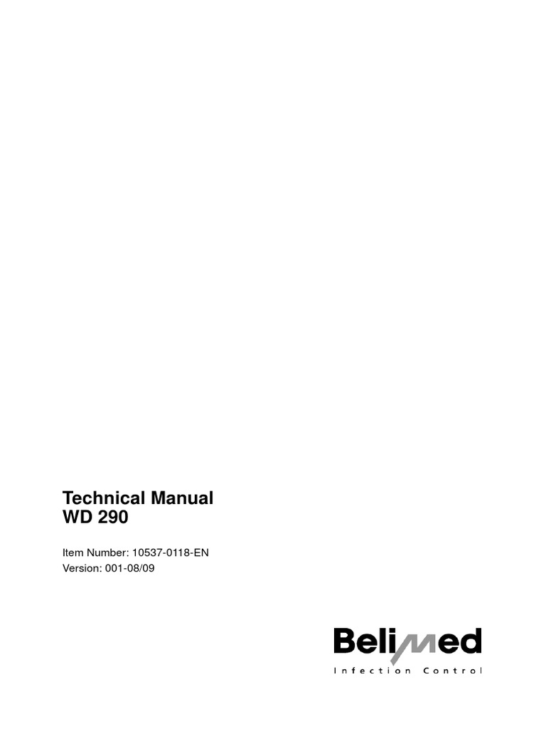 Belimed WD290 Washer Disinfector - Service Manual | PDF | Verification ...
