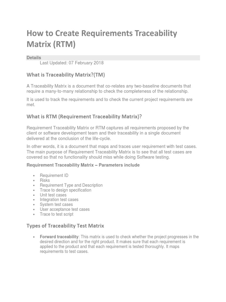 How To Create Requirements Traceability Matrix | PDF | Software Release ...