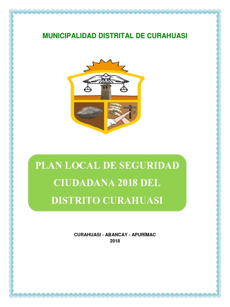 Plan de Seguridad Ciudadana Del Distrito de Curahuasi | PDF | Agricultura | Policía