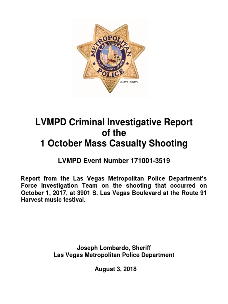 Oct. 1 shooting final report from the Las Vegas Metropolitan Police ...