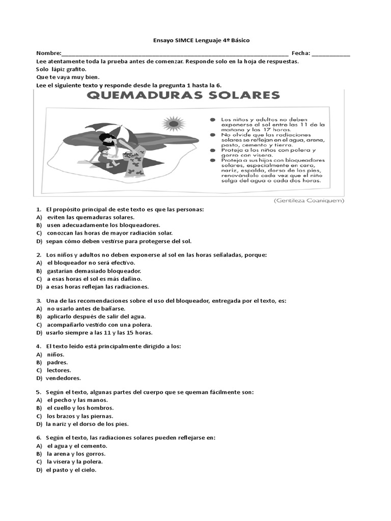 Simce1 Bicentenario Lenguaje 4 Bã - Sico | PDF | Saturno | Júpiter