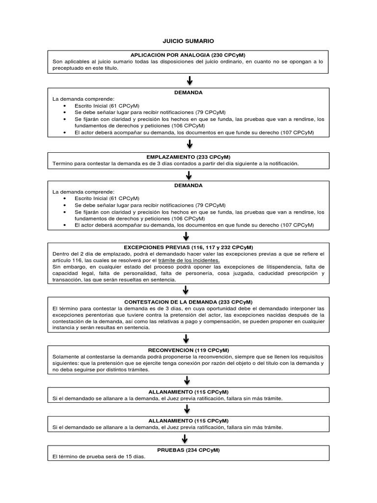 Esquema Juicio Sumario | PDF | Demanda judicial | Sentencia (ley)