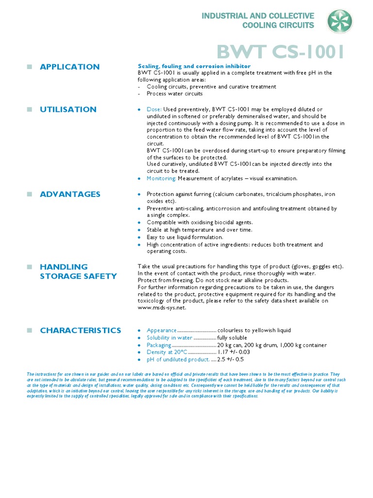BWT CS-1001 en | PDF | Dose (Biochemistry) | Chemistry