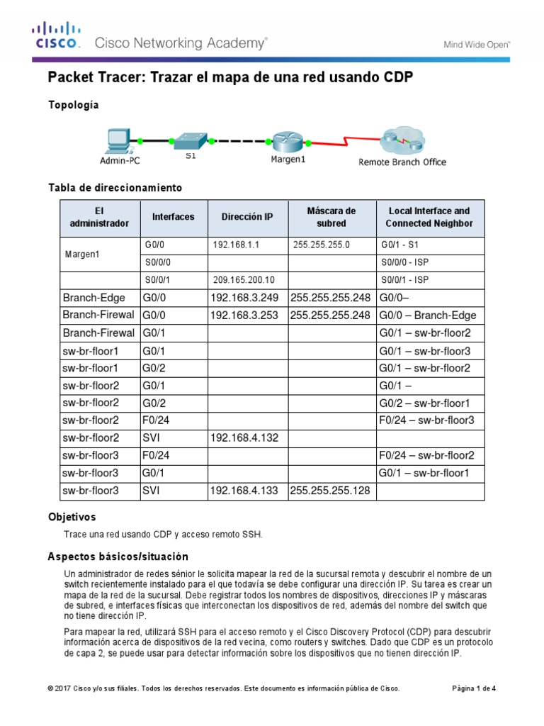 10.1.1.4 Packet Tracer - Map A Network Using CDP | PDF | Computer Networking | Network Architecture