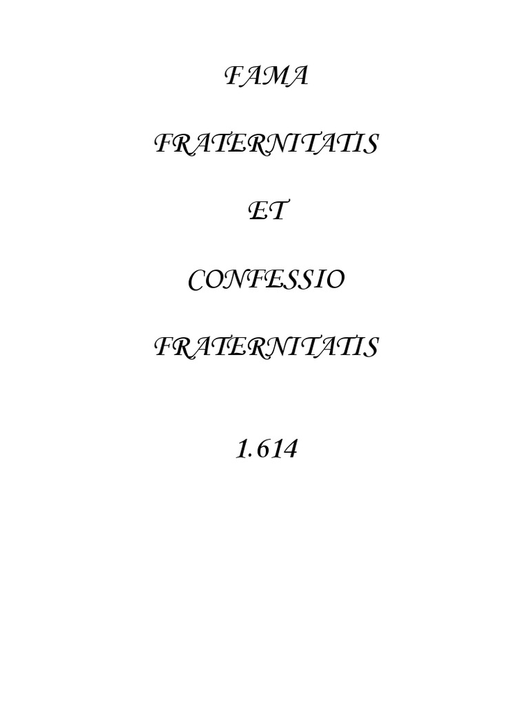 Famma Et Confessio Fraternitatis | PDF | Rosacruces | Verdad