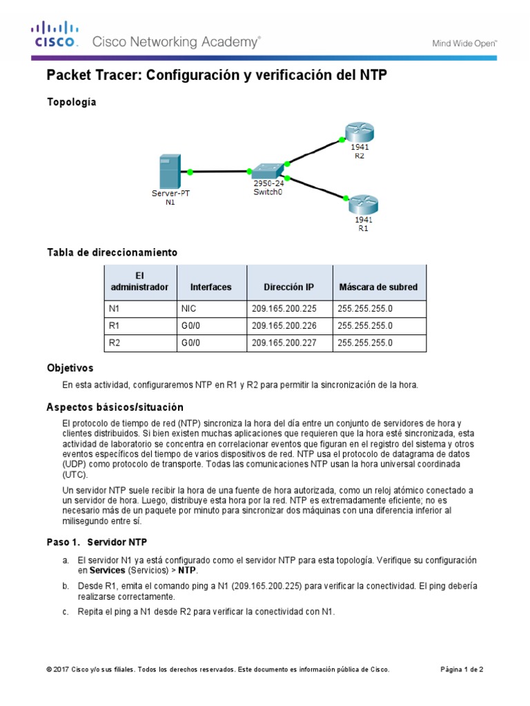 10.2.1.4 Packet Tracer - Configure and Verify NTP | PDF | Red de arquitectura | Arquitectura de ...