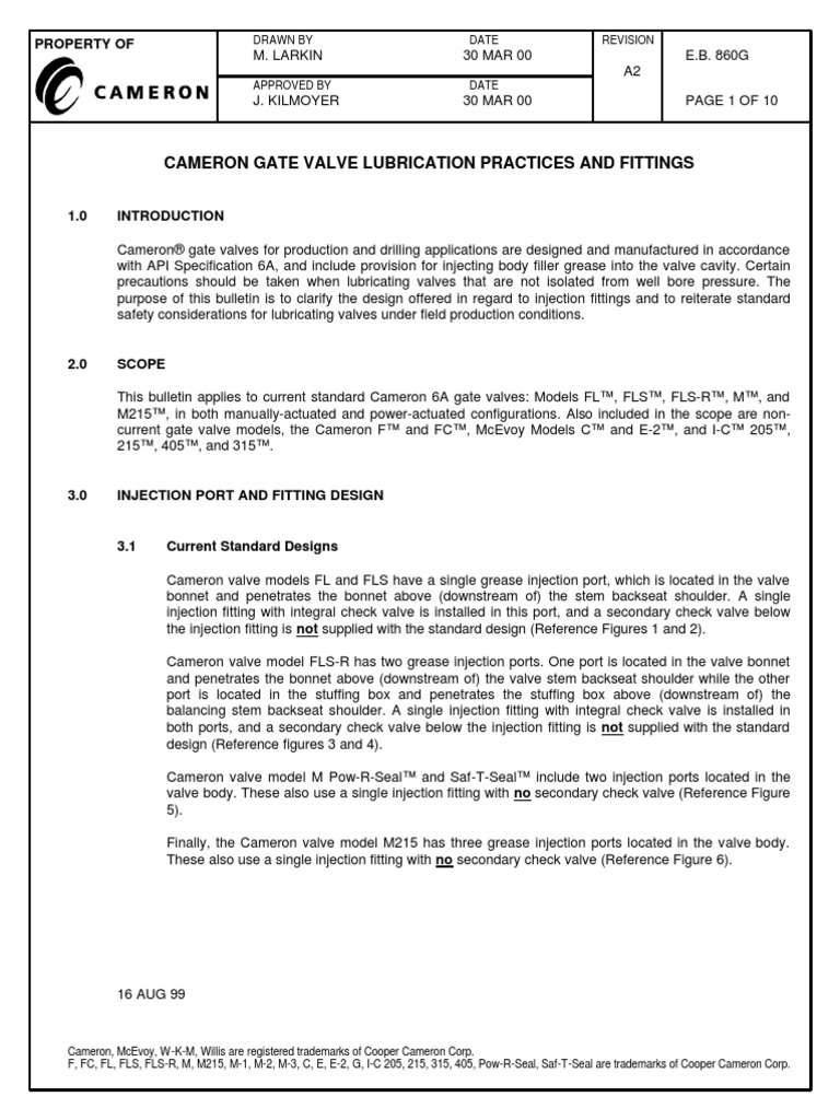Lubrication of Cameron Valves | PDF | Valve | Gas Technologies