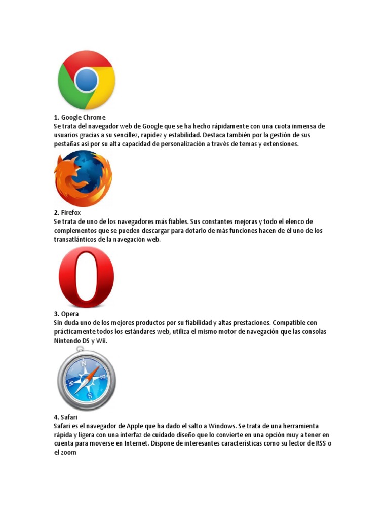 10 Navegadores Exploradores de Internet | PDF | explorador de Internet ...