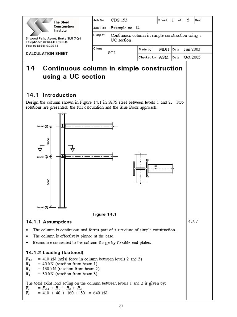 New Example 14 Simple Frame | PDF | Beam (Structure) | Column