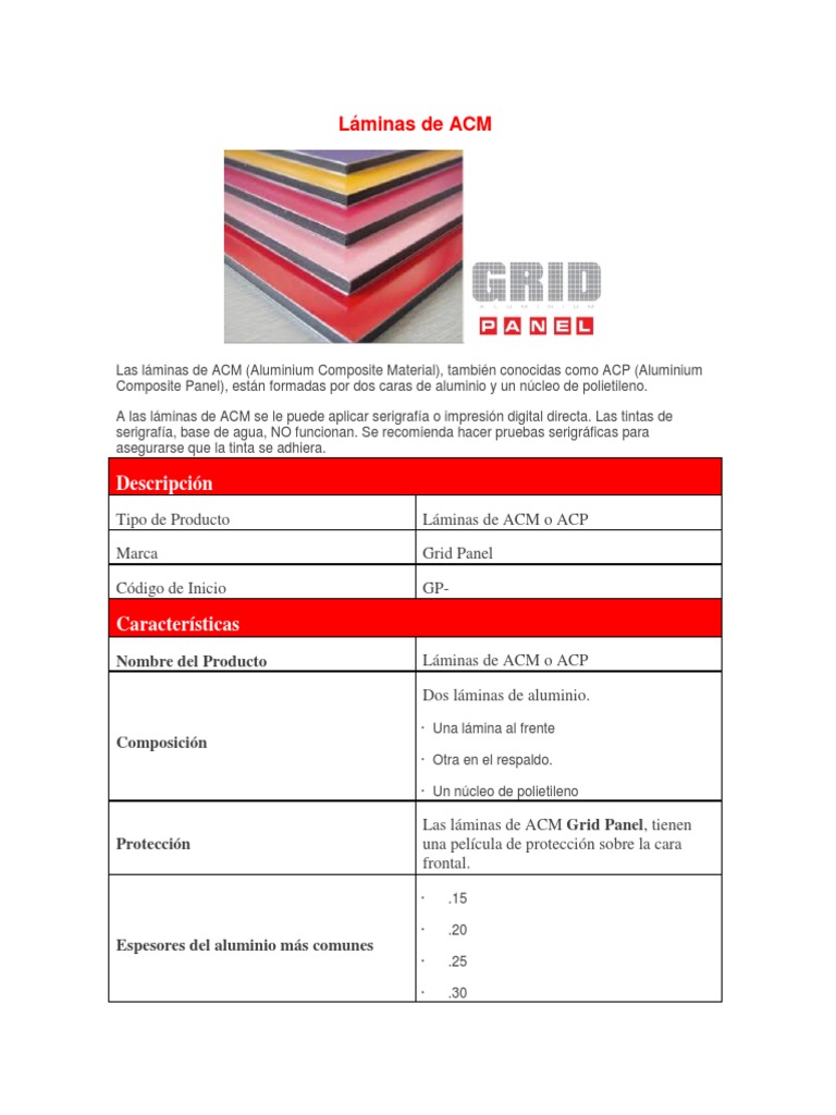 Láminas de ACM | PDF | Aluminio | Ingeniería de Edificación