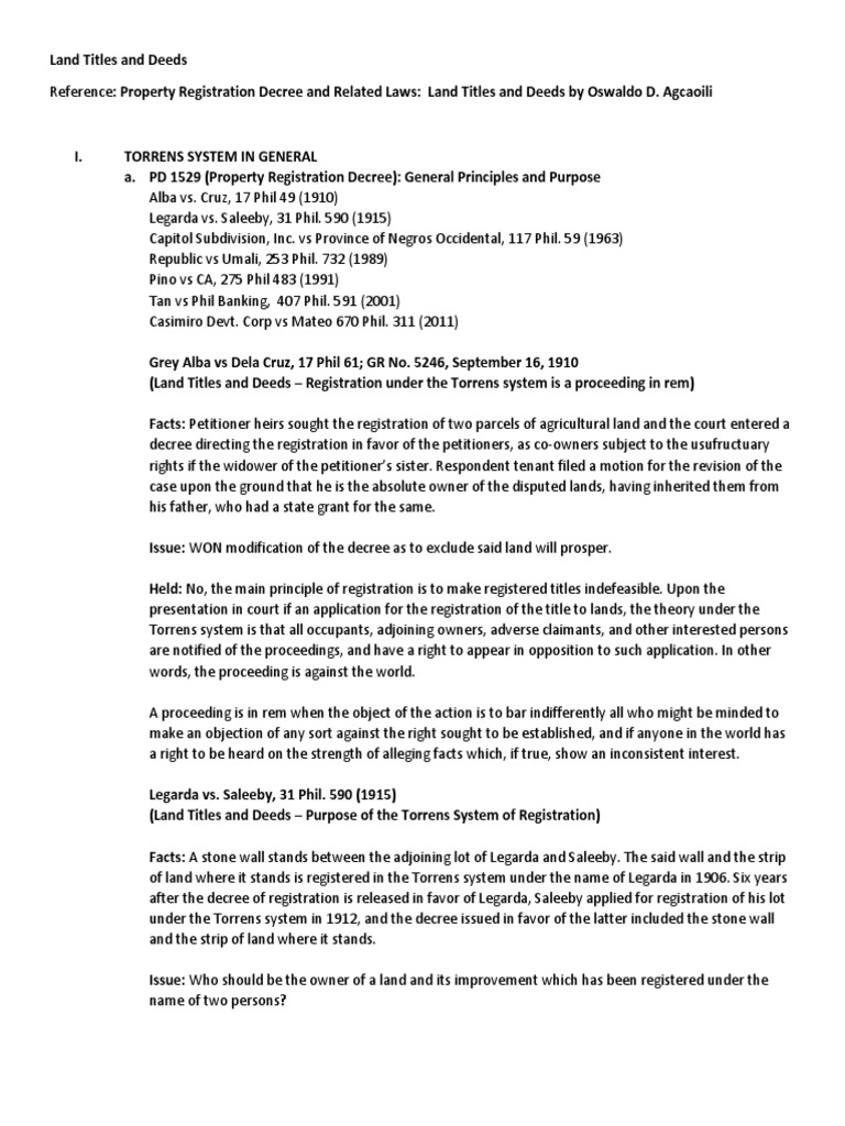 Land Titles and Deeds | PDF | Deed | Title (Property)