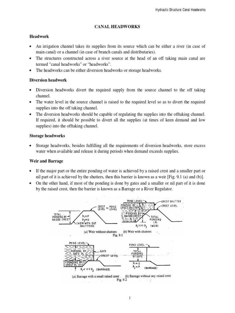 Canal Headworks Headwork | PDF | River | Dam