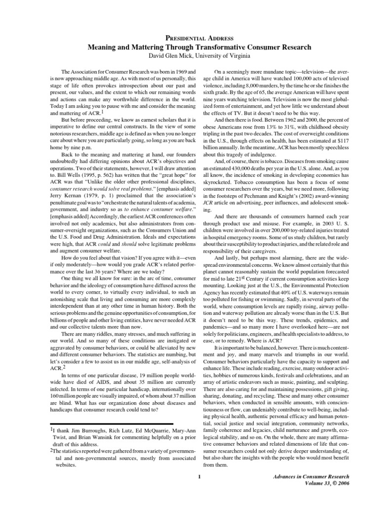 Transformative Consumer Research | PDF | Marketing Research | Obesity