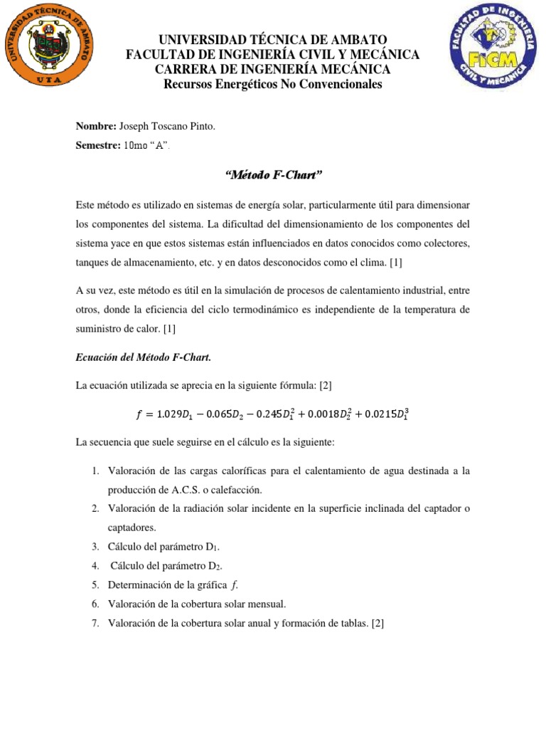 Método F Chart | PDF | Temperatura | Energía solar