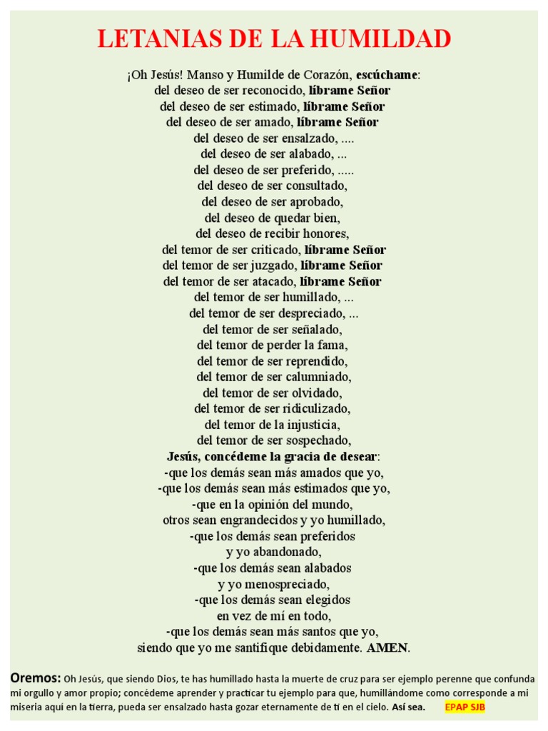 Letanias de La Humildad | PDF | Religión y creencia