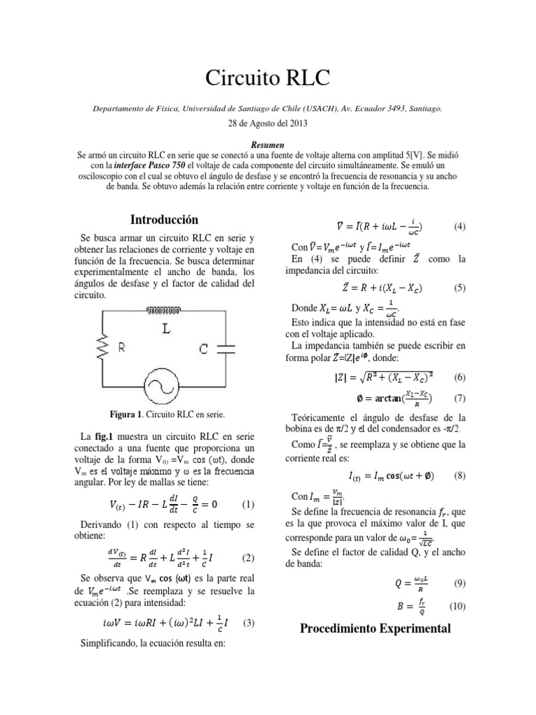 Circuito RLC | PDF | voltaje | Impedancia eléctrica