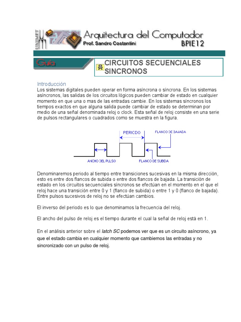 Circuitos Secuenciales Sincronos PDF | PDF | Electrónica digital | Ingenieria Eléctrica