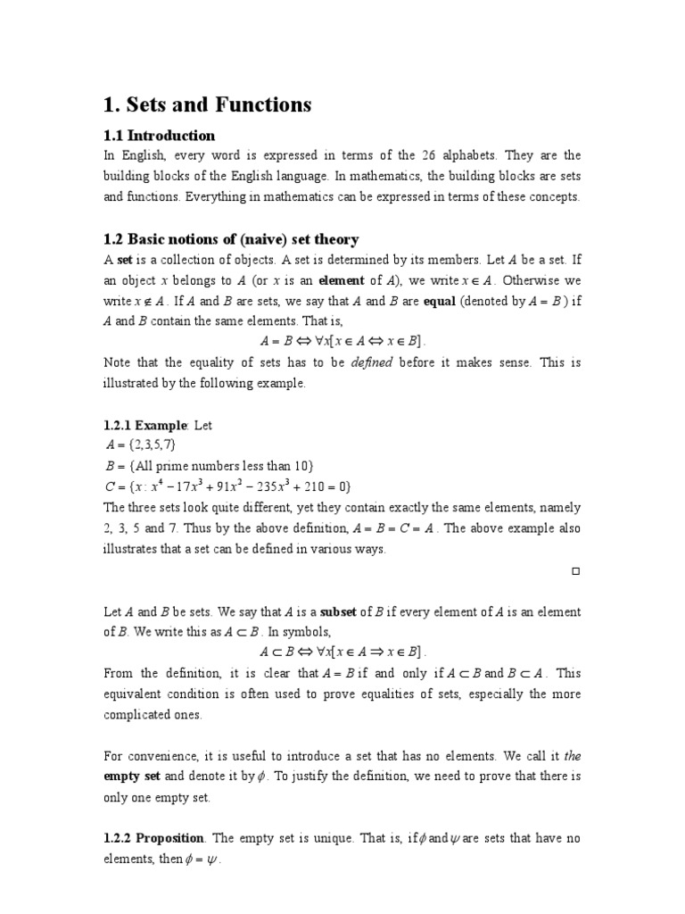 Sets And Functions Pdf Function Mathematics Mathematical Logic
