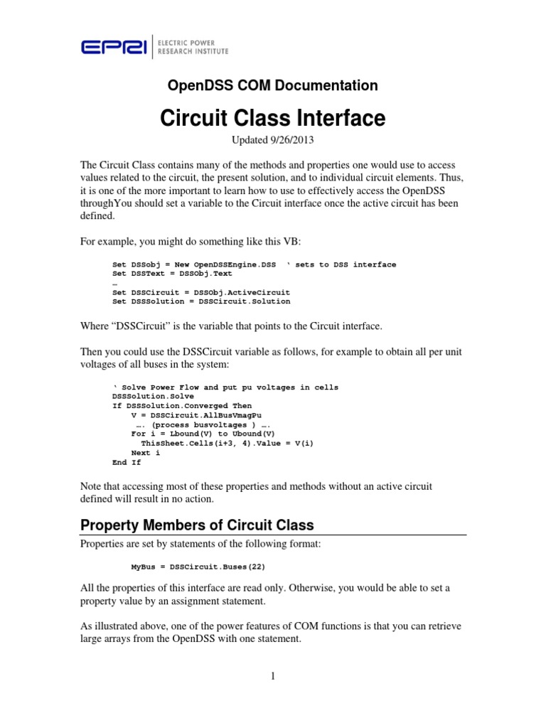 OpenDSS Circuit Class Guide | PDF | Subroutine | Pointer (Computer ...