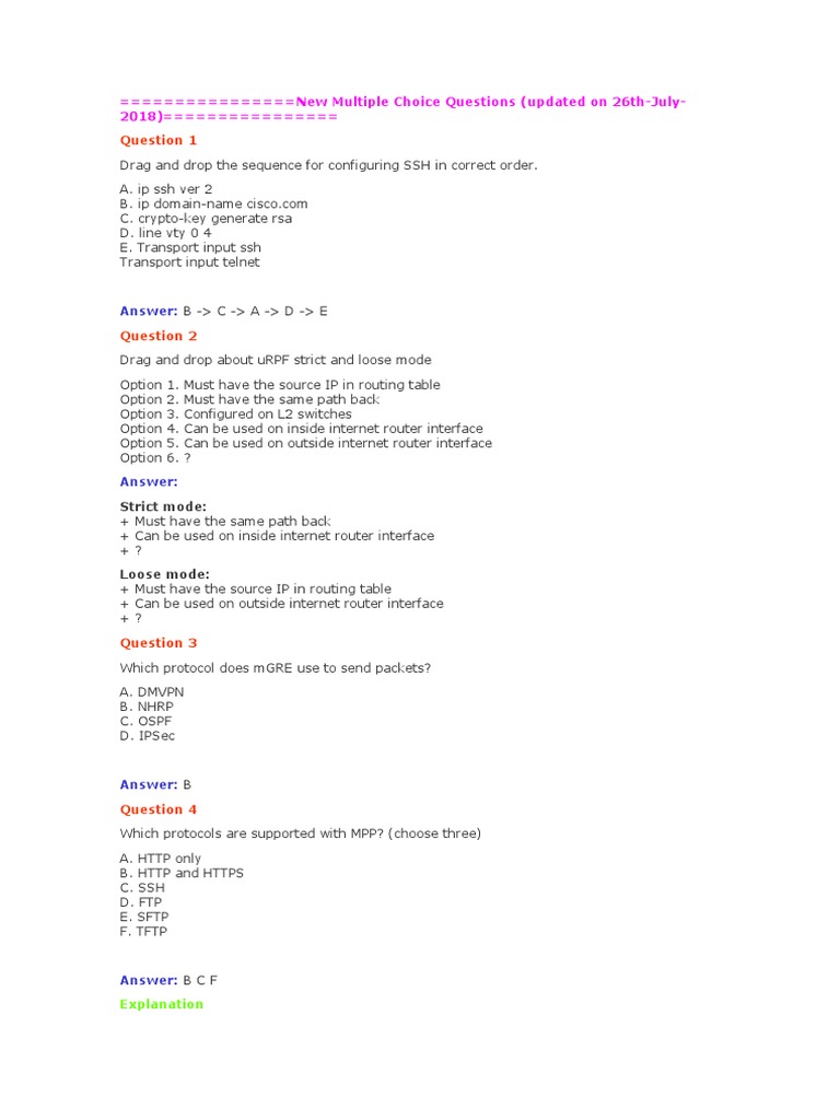 New Multiple Choice Questions CCNP TSHOOT | PDF | Router (Computing ...