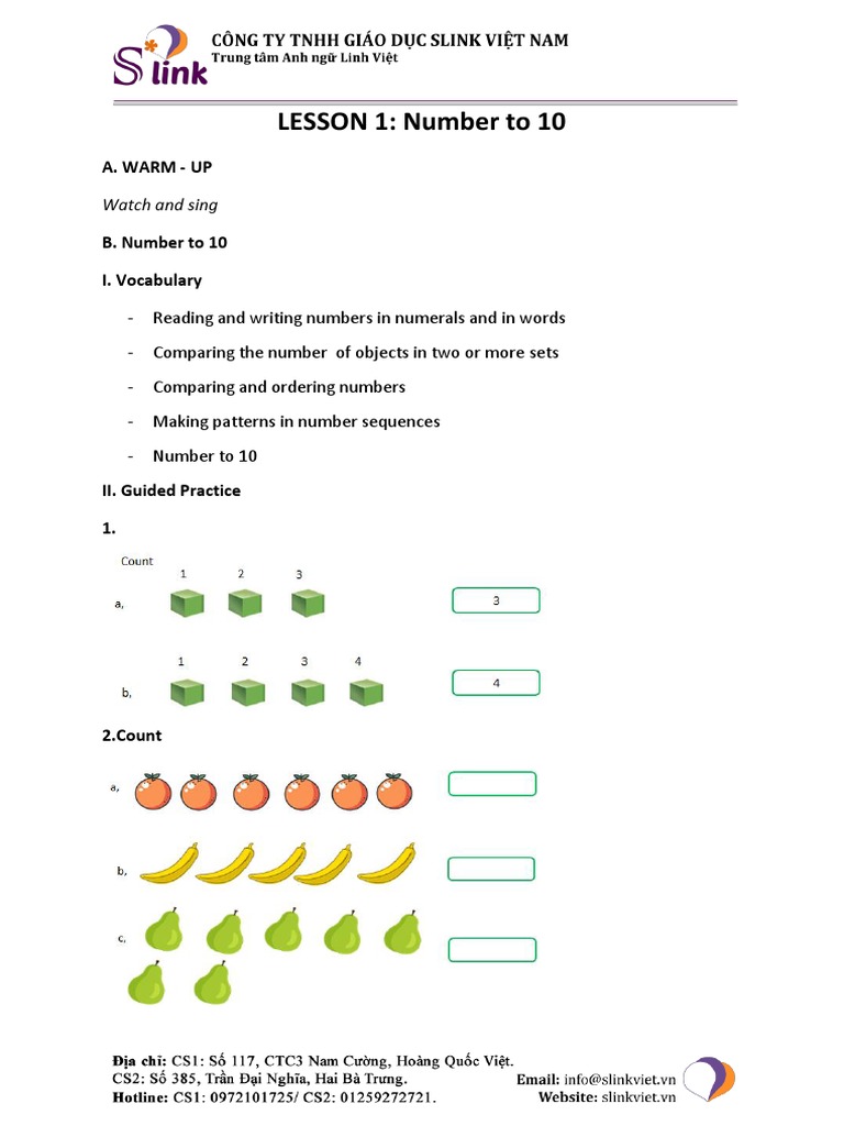 Numbers to 10: Vocabulary & Practice | PDF