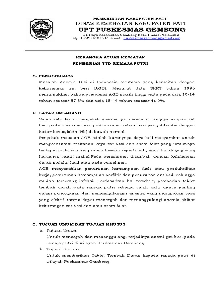 Kak Pemberian TTD Remaja Putri | PDF