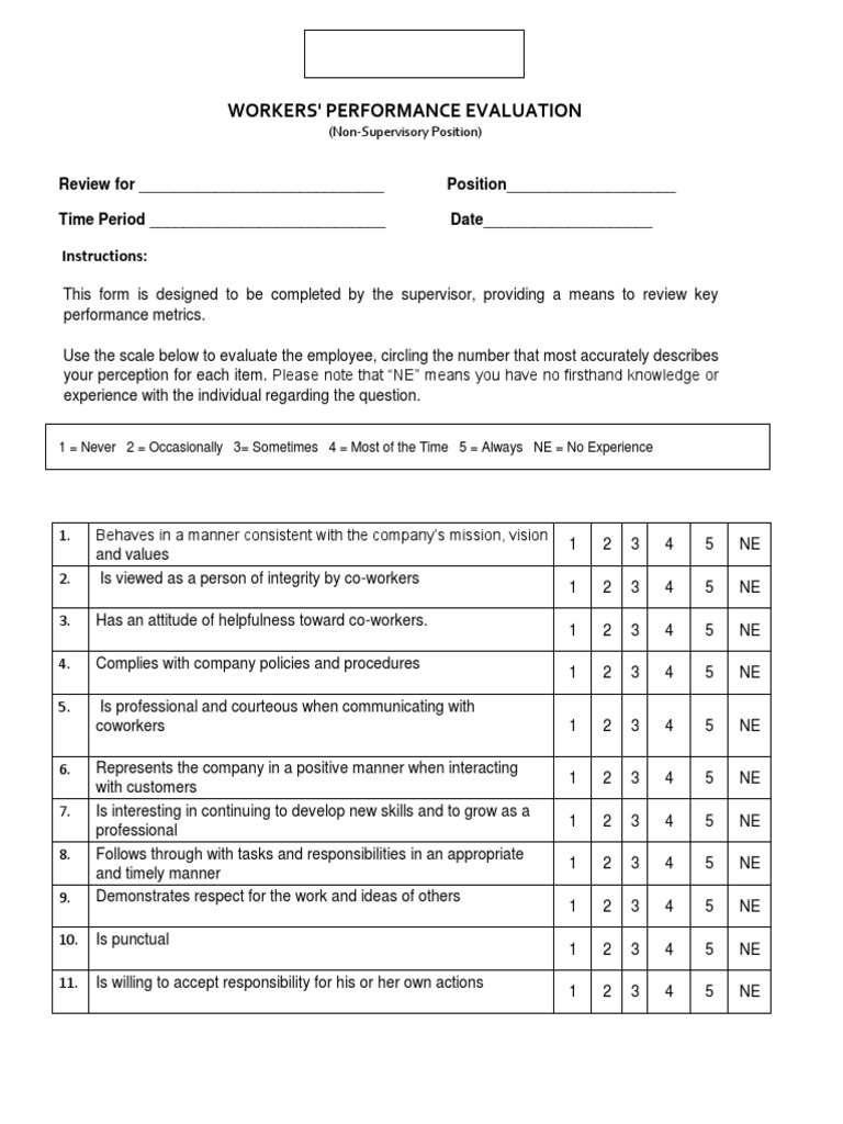 Employee Performance Evaluation Form | PDF | Performance Appraisal ...