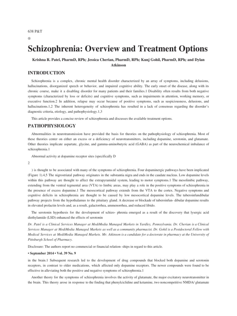 Schizophrenia: Overview and Treatment Options | PDF | Atypical ...