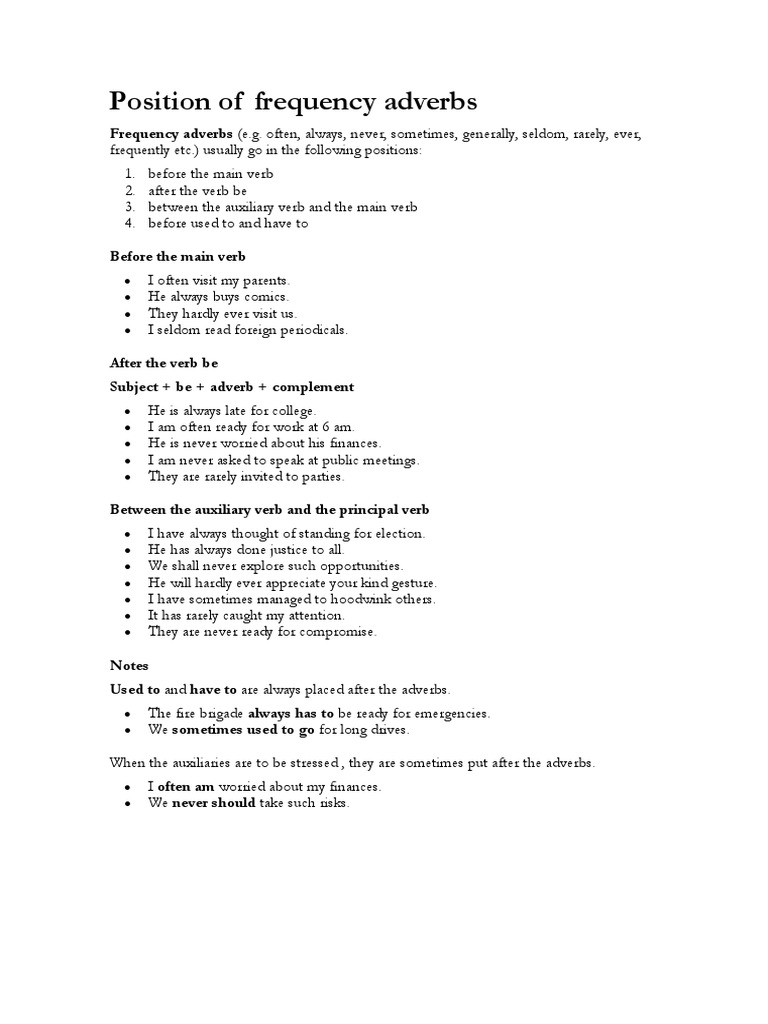 Adverbs of Frequency | PDF