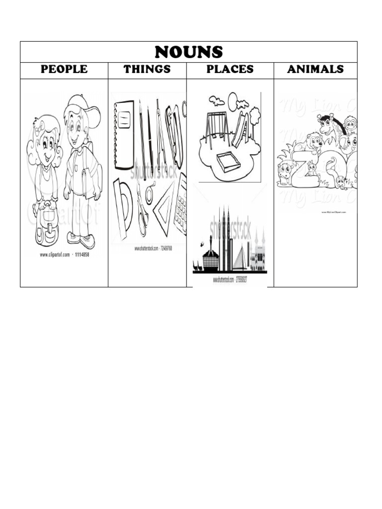 Nouns: People Things Places Animals | PDF