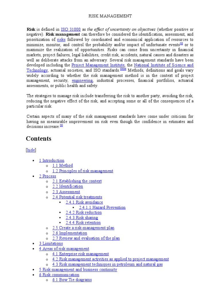 Risk Management | PDF | Risk Management | Risk