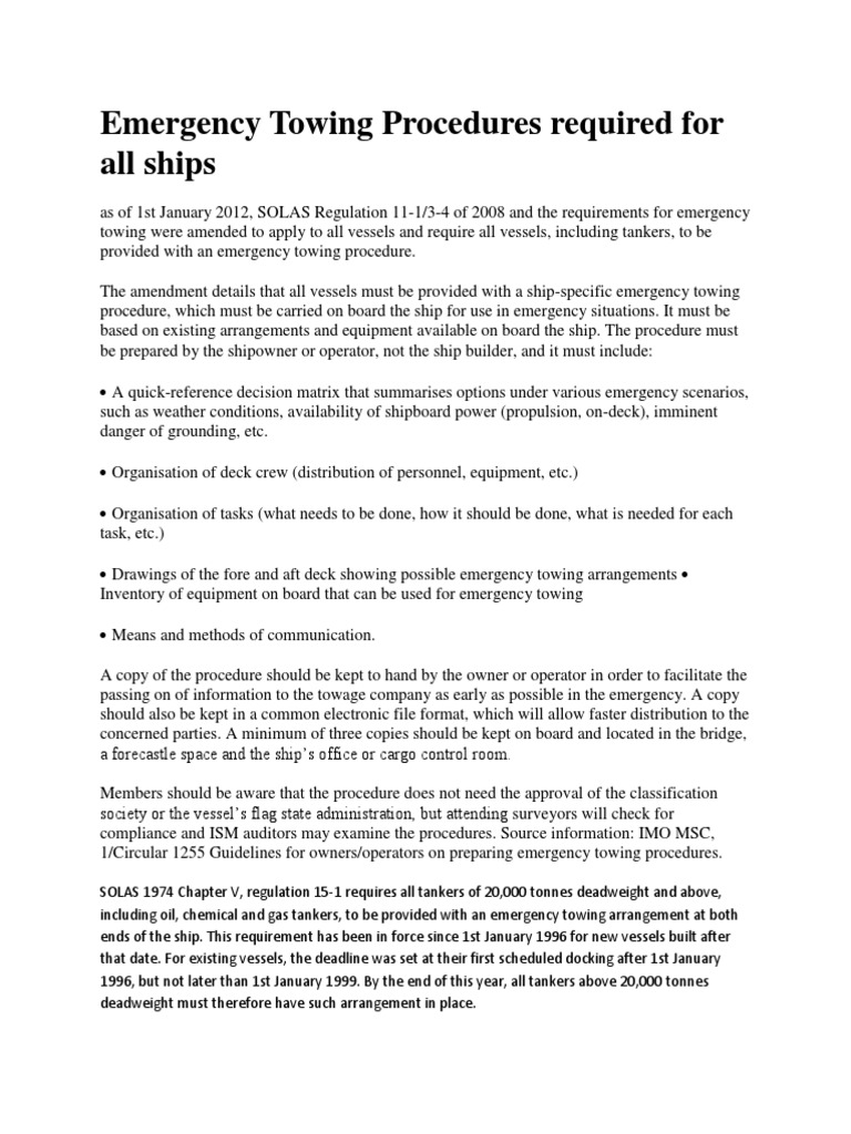Emergency Towing Procedures Required for All Ships | Ships | Oil Tanker