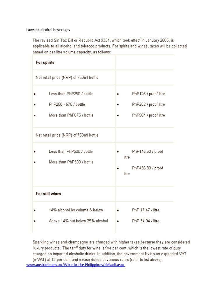 Laws On Alcohol Beverages | PDF | Driving Under The Influence | Alcohol Law