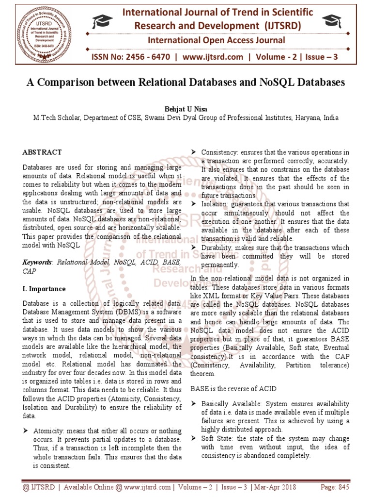 A Comparison Between Relational Databases and NoSQL Databases | PDF ...