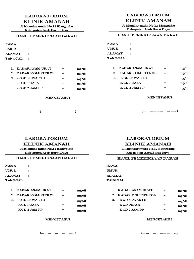 Hasil Pemeriksaan Darah Rutin | PDF